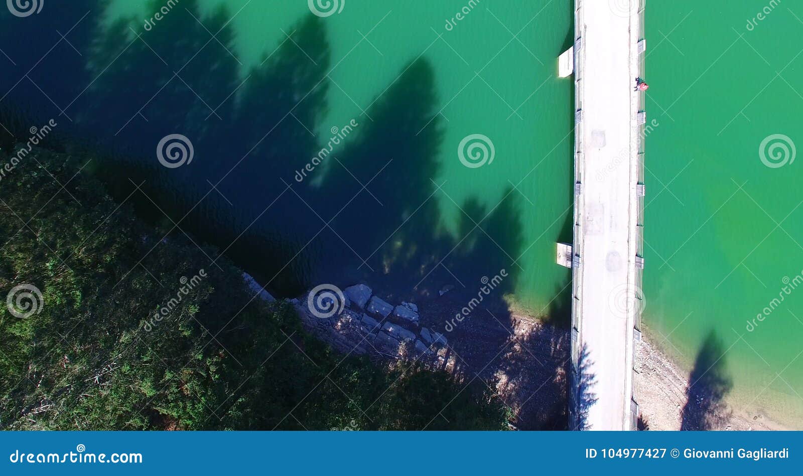 Bridge Over Mountain River, Overhead Aerial View Stock Image - Image of ...
