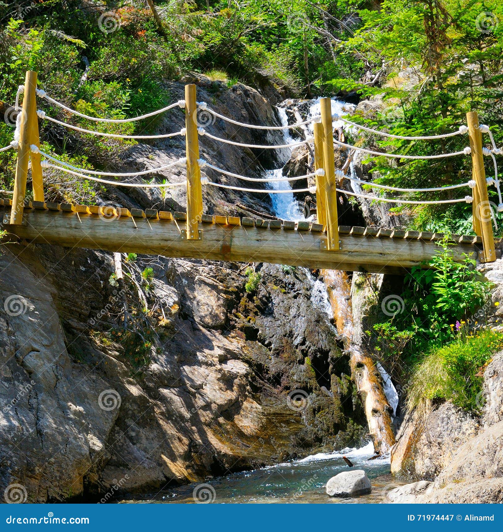 Bridge Over a Mountain River Stock Image - Image of beauty, scenery ...