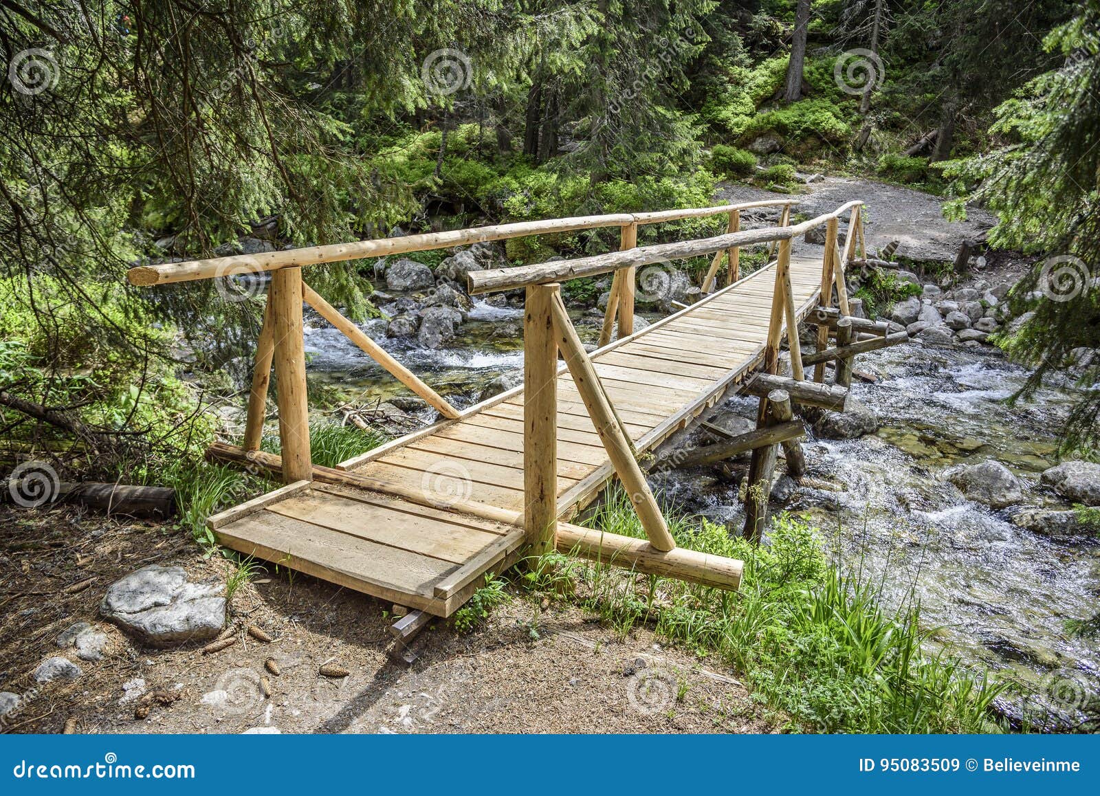Bridge Over a Mountain River. Stock Image - Image of mountainstream ...