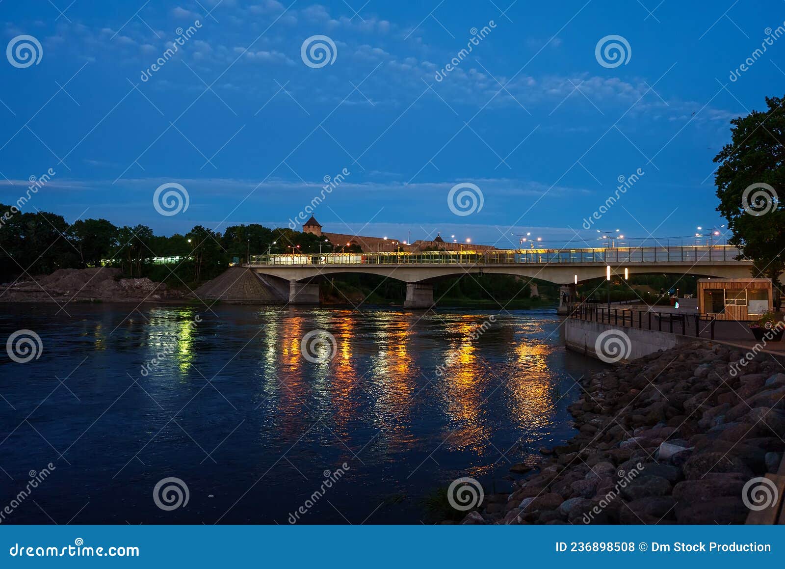 Bridge Over the Narva River Stock Photo - Image of august, dusk: 236898508