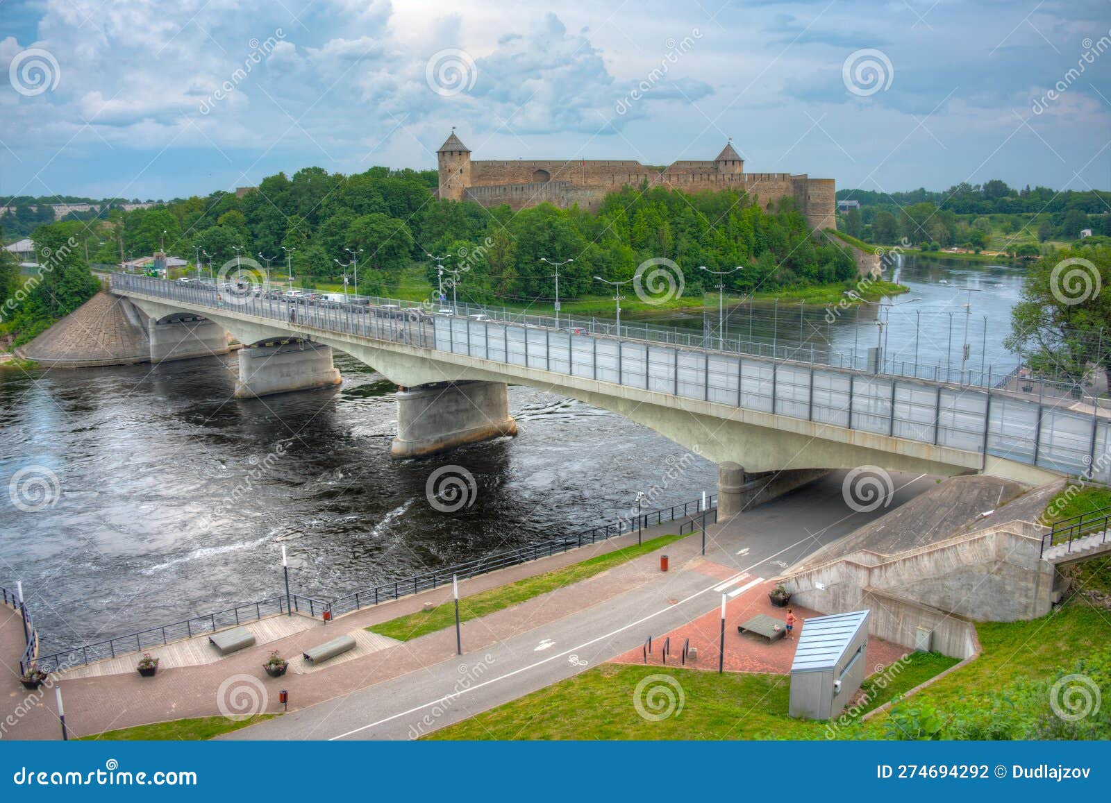 Bridge Over Narva River between Russia and Estonia Stock Photo - Image ...