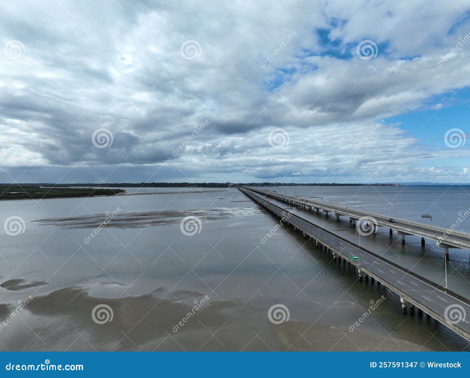 Bridge Over the Ocean on a Cloudy Day Stock Image - Image of travel ...