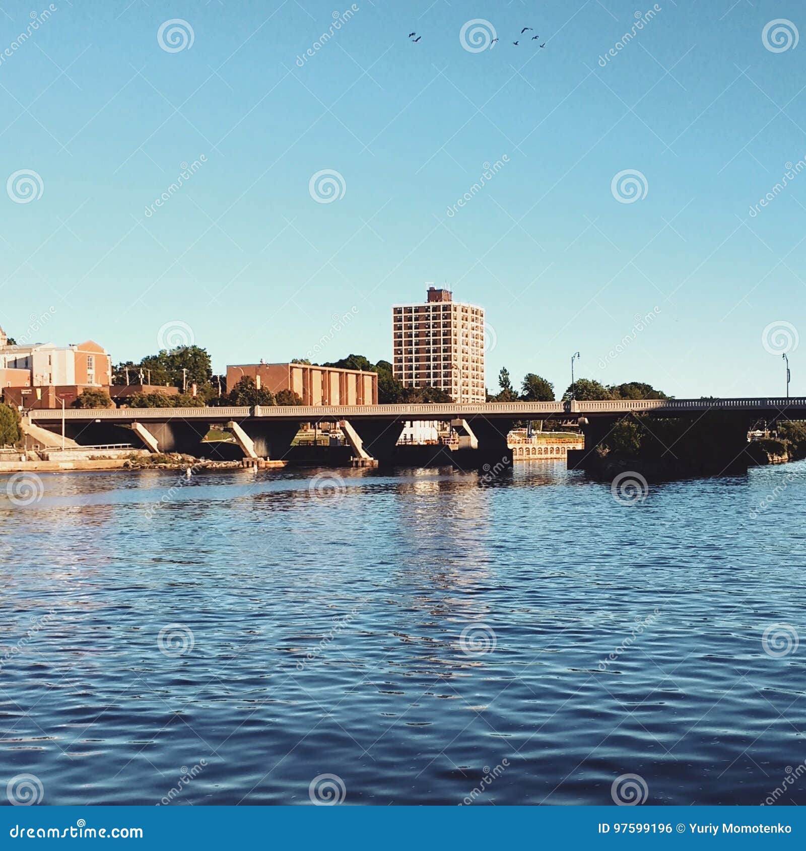 Bridge over Oswego river. stock photo. Image of oswego - 97599196