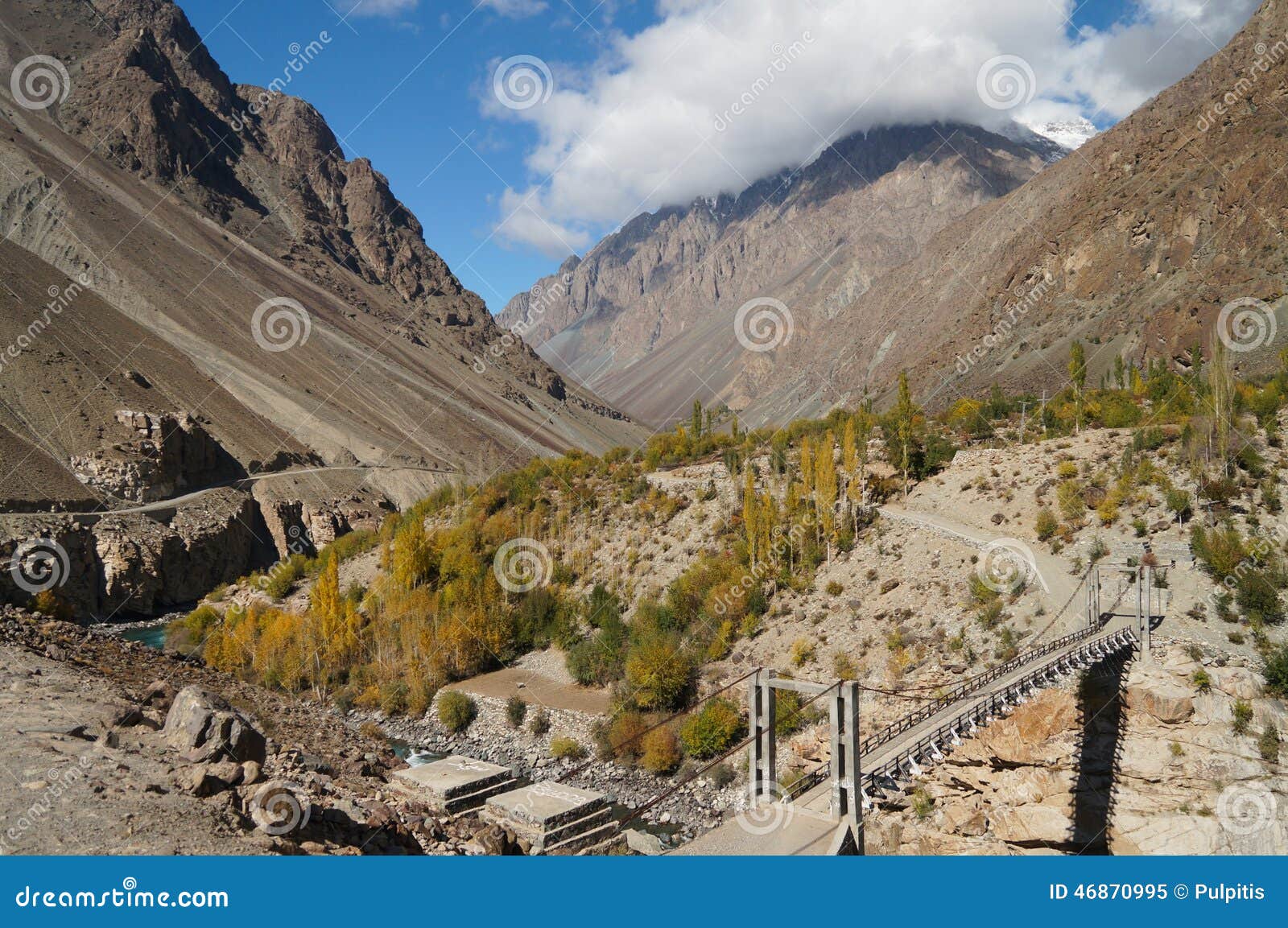 Bridge Over Phandar River in Northern Pakistan Stock Image - Image of ...