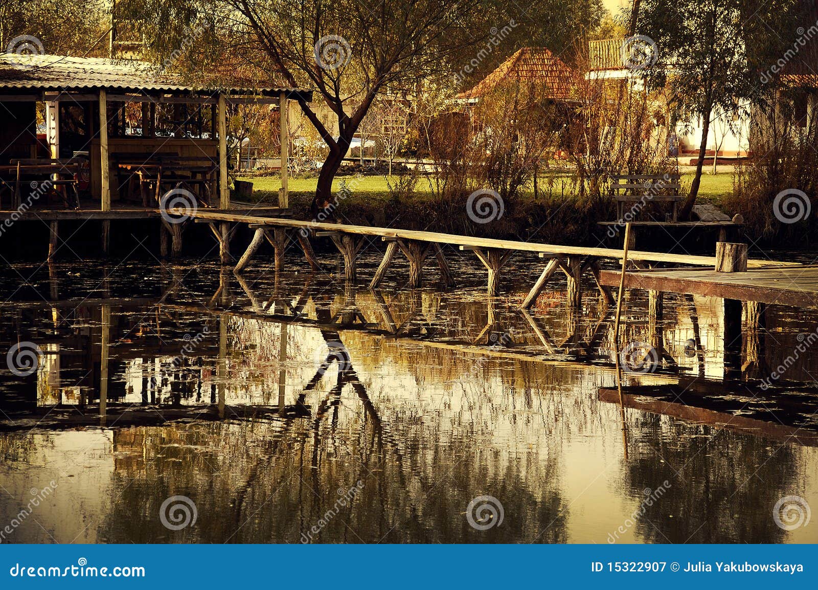 A bridge over the pond stock image. Image of colorful - 15322907