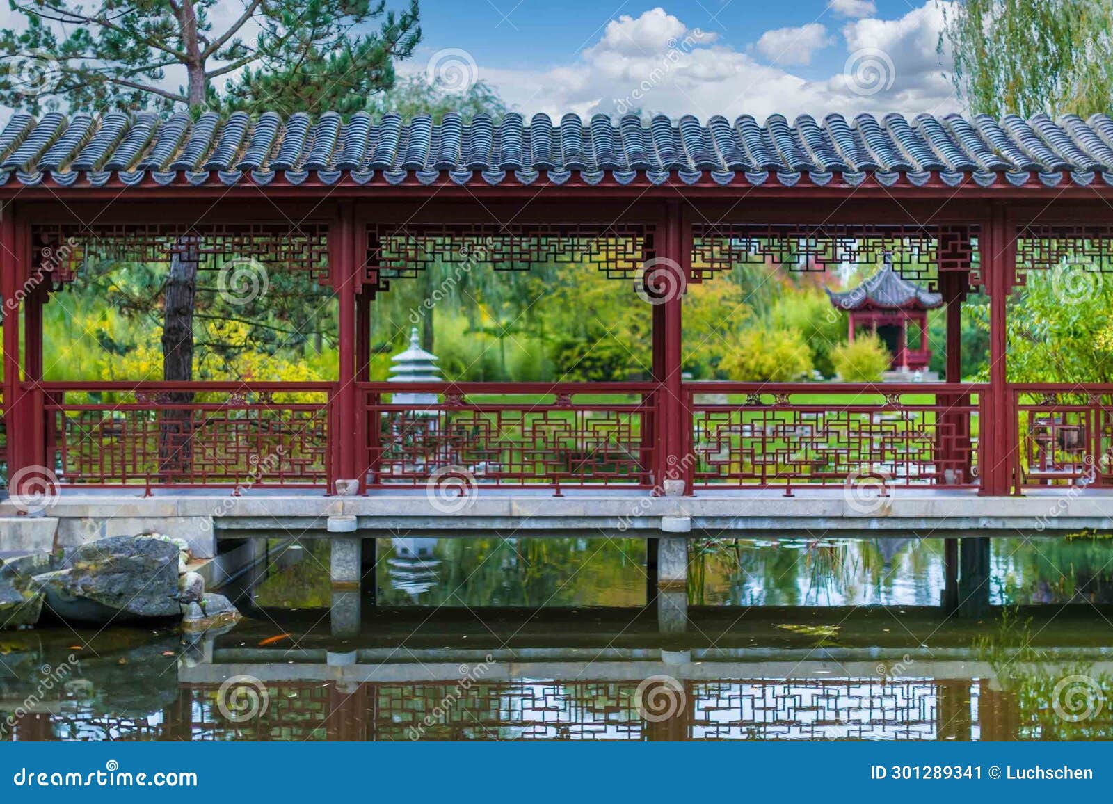 Bridge Over a Pond or Japanese Architecture Stock Image - Image of ...
