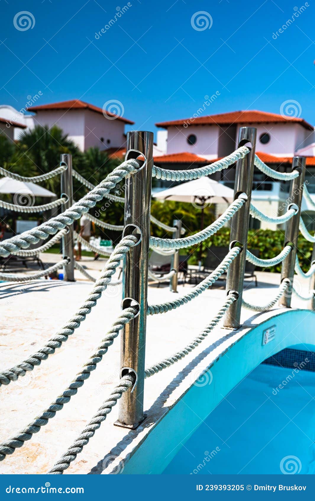 Bridge over the pool stock image. Image of exterior - 239393205
