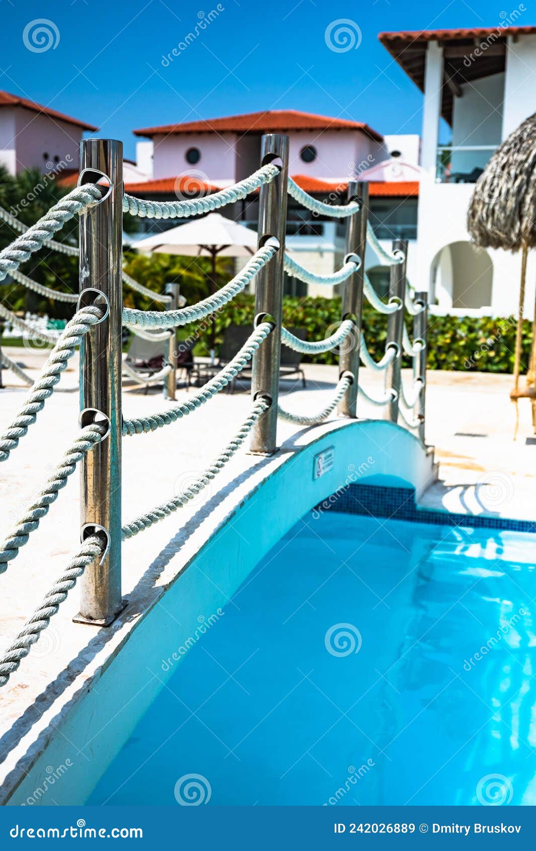 Bridge over the pool stock image. Image of scenic, ladder - 242026889