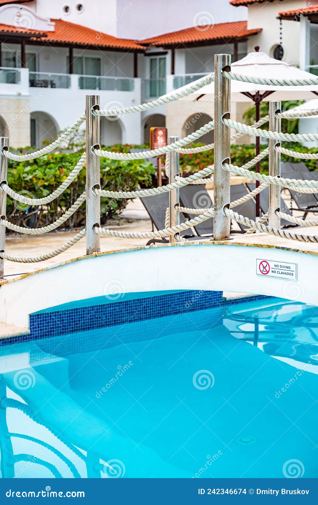 Bridge over the pool stock photo. Image of connection - 242346674