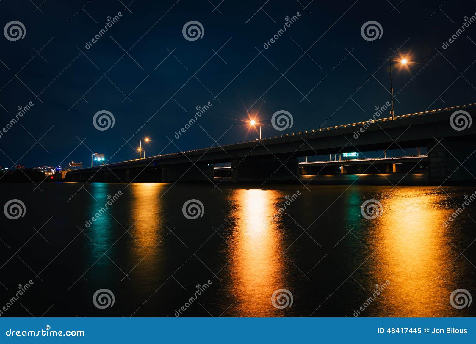 Bridge Over the Potomac River at Night in Washington, DC. Stock Image ...
