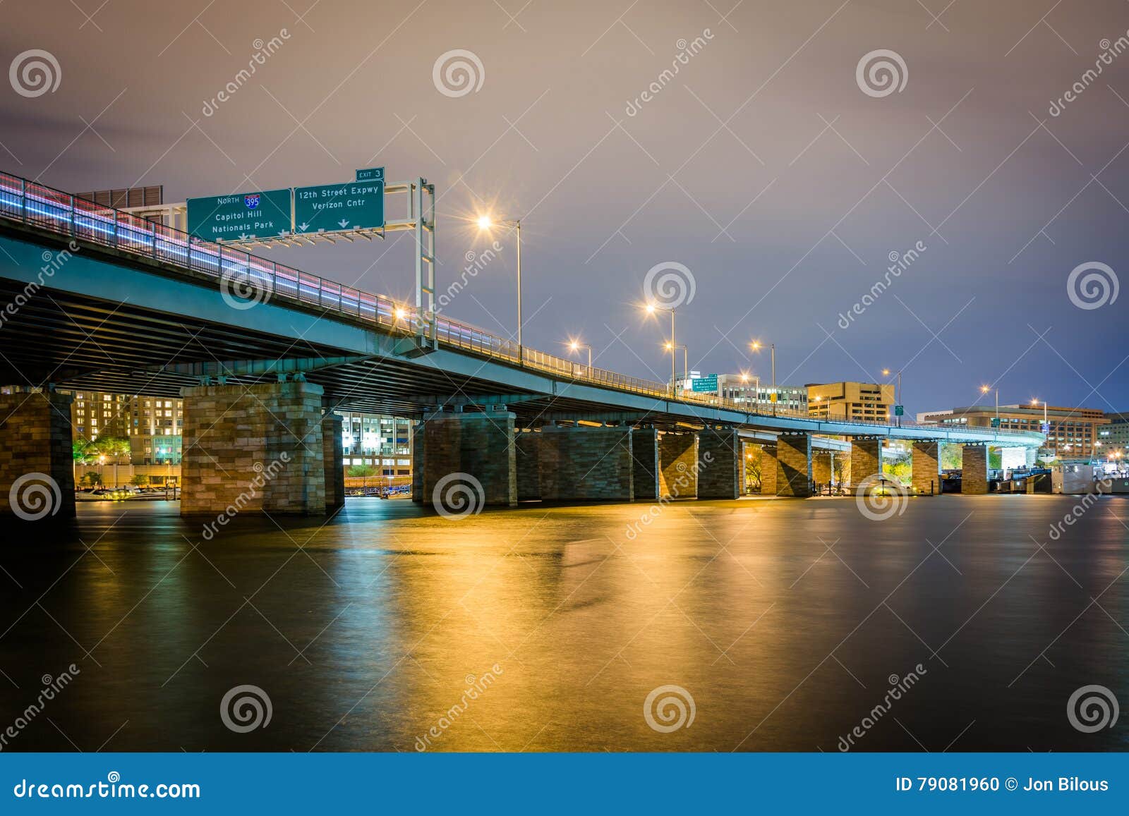 Bridge Over the Potomac River at Night, in Washington, DC. Stock Photo ...