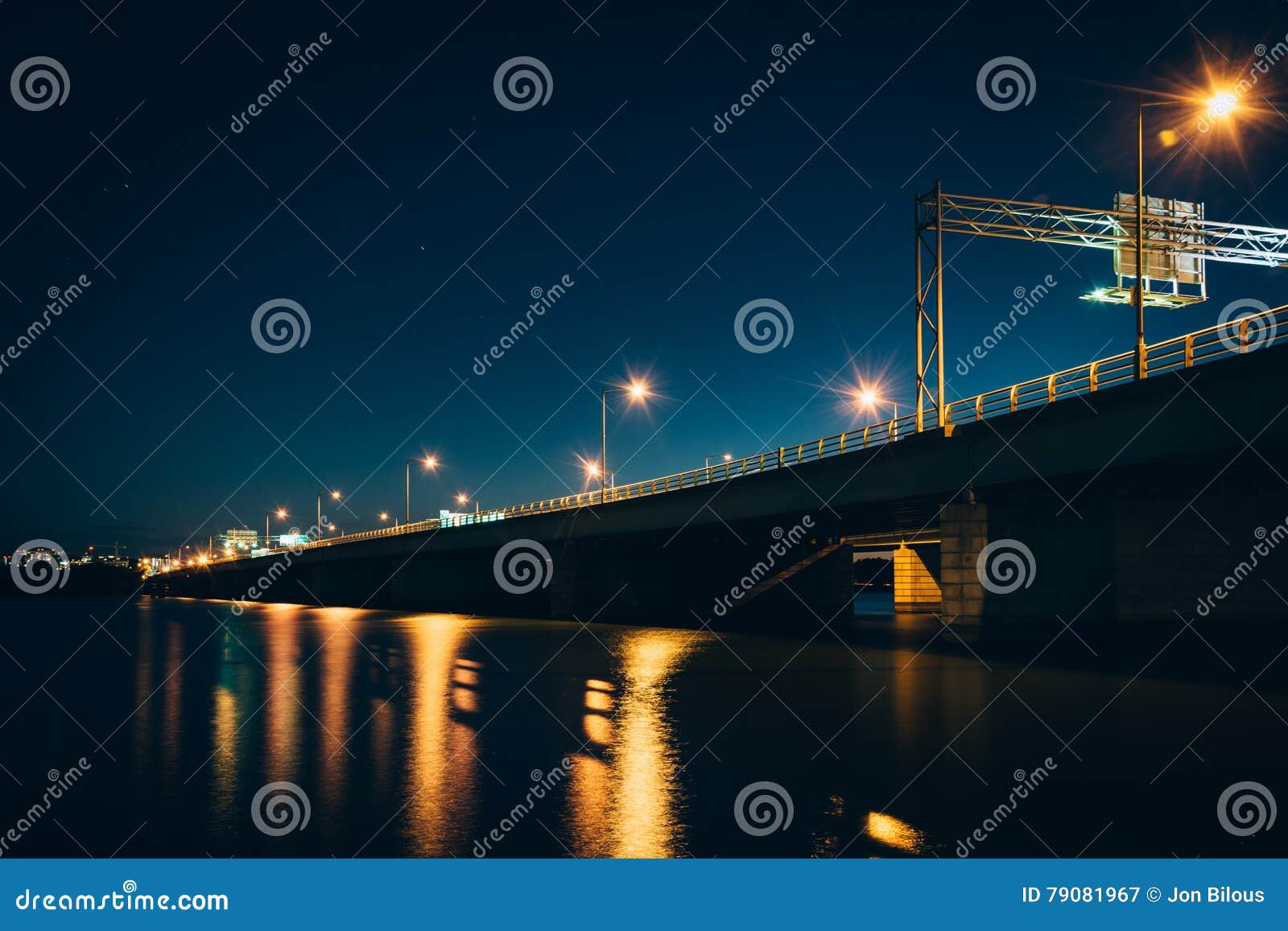 Bridge Over the Potomac River at Night, in Washington, DC. Stock Image ...