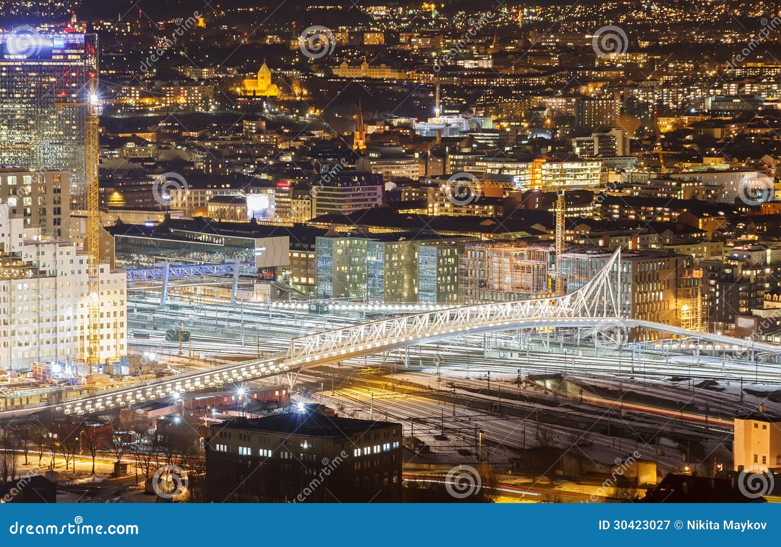 The Bridge Over the Railway. Oslo, Norway Stock Image - Image of long ...
