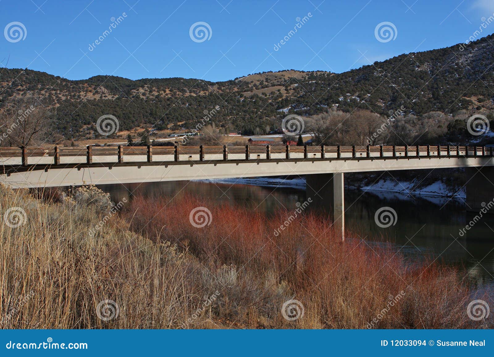 Bridge Over River and Fall Colors Stock Photo - Image of breathtaking ...