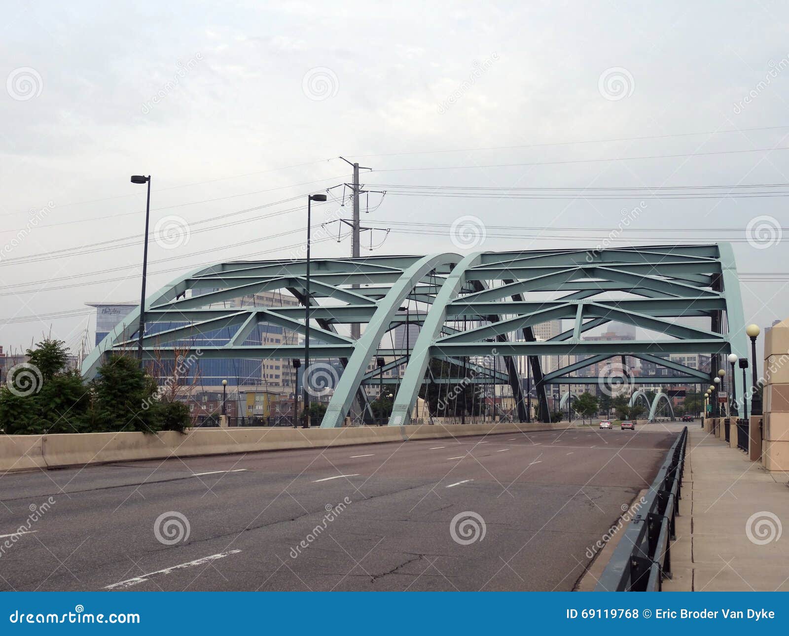 Bridge Over River Leading into Denver Stock Photo - Image of outdoor ...