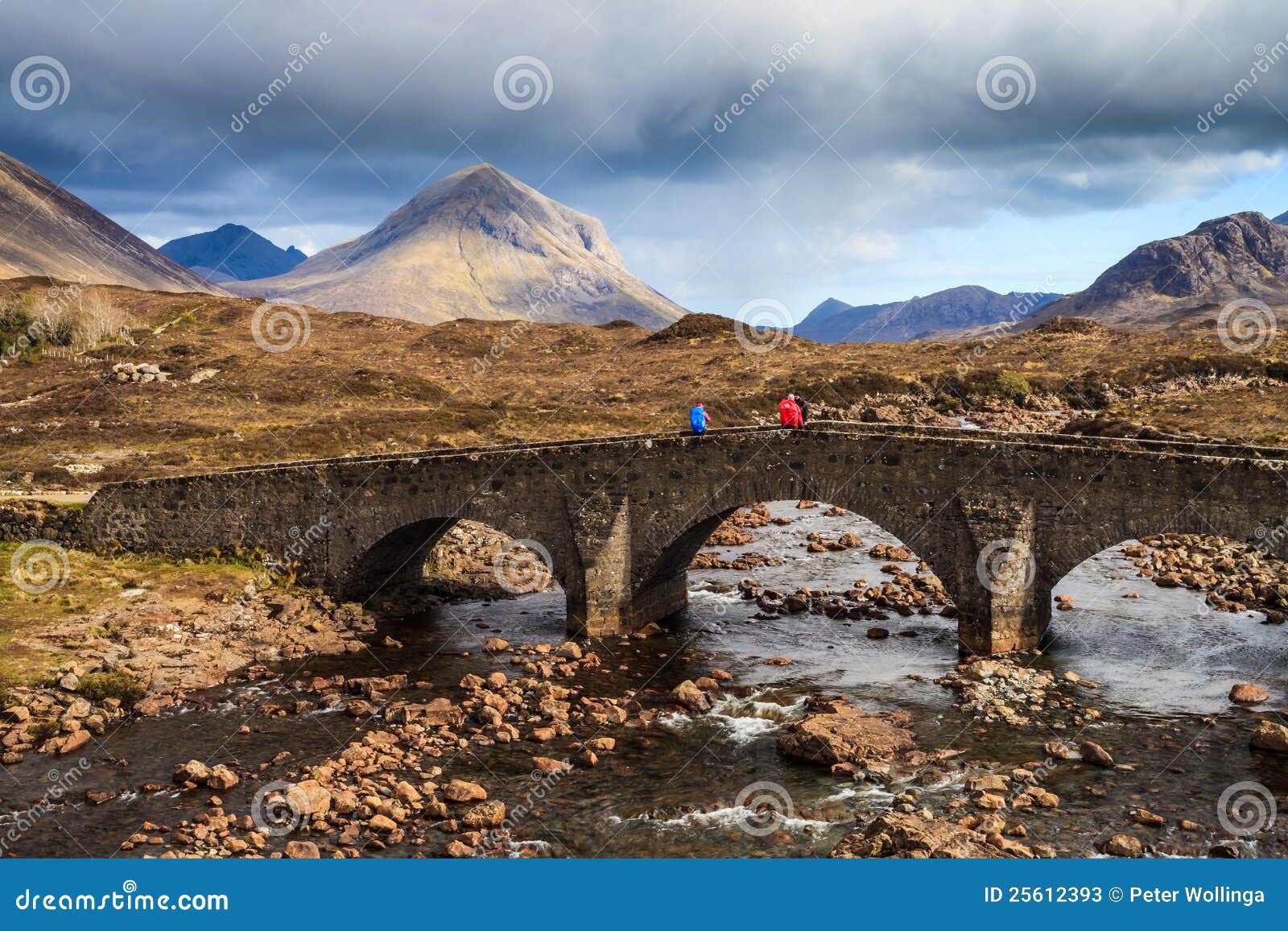 Bridge Over a River in a Mountain Landscape Stock Image - Image of ...