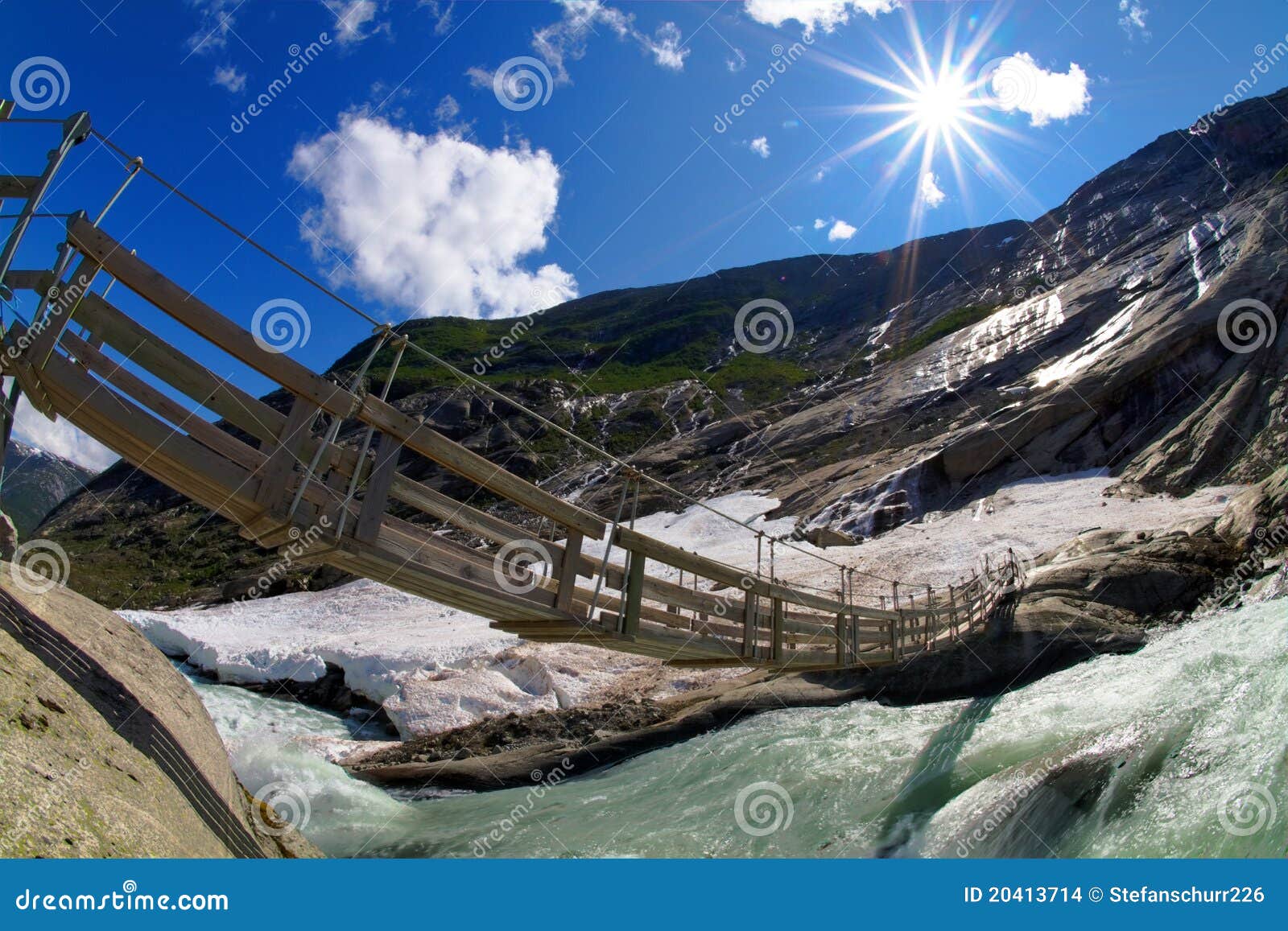 Bridge Over a River in the Mountains Stock Photo - Image of glacier ...