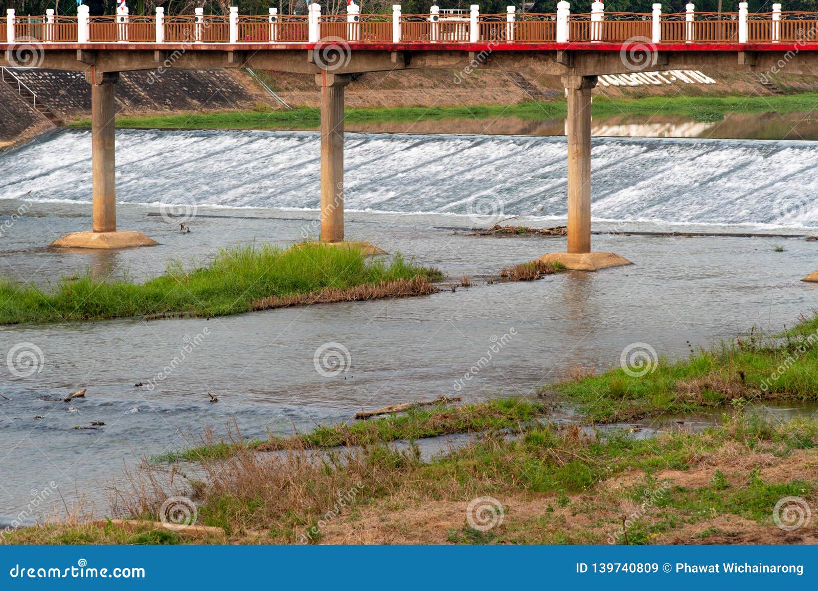 Bridge Over the River and a Spillway Stock Image - Image of resevoir ...