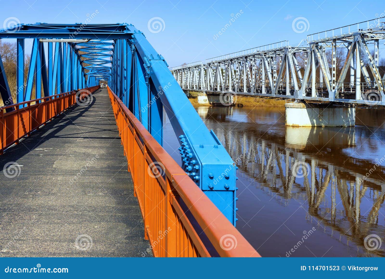Bridge Over the River in Spring Stock Image - Image of spring, route ...