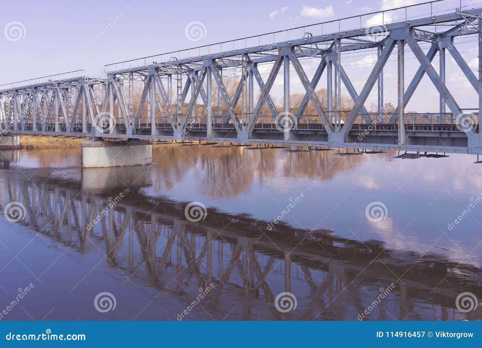 Bridge Over the River in Spring Stock Image - Image of highway, arch ...