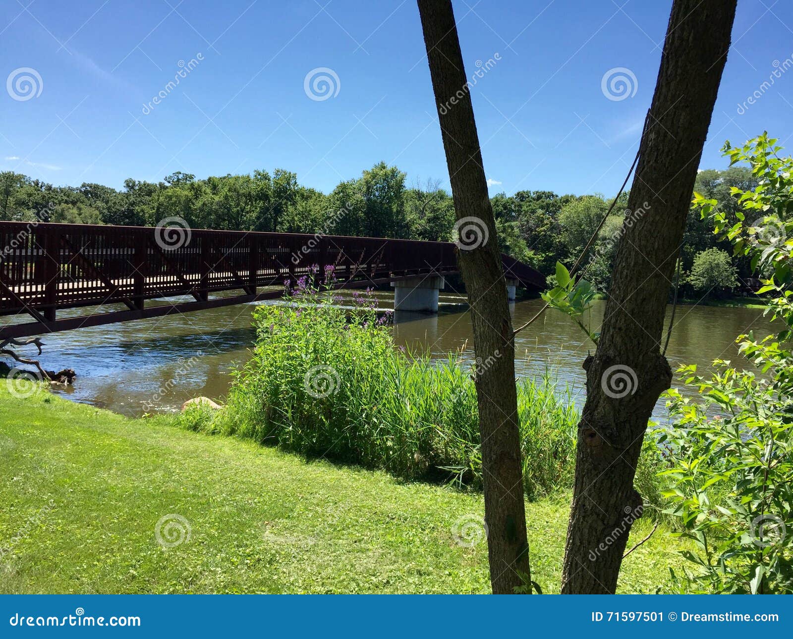 Bridge over River stock image. Image of bluesky, summertime - 71597501