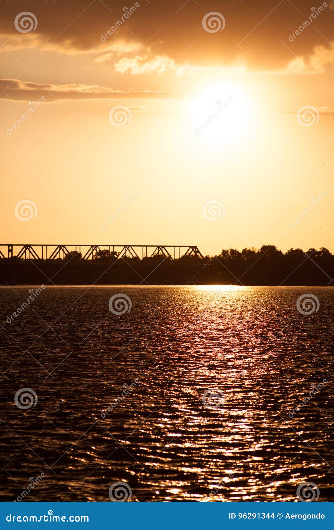 Bridge Over River at Sunset Stock Photo - Image of background, bridge ...