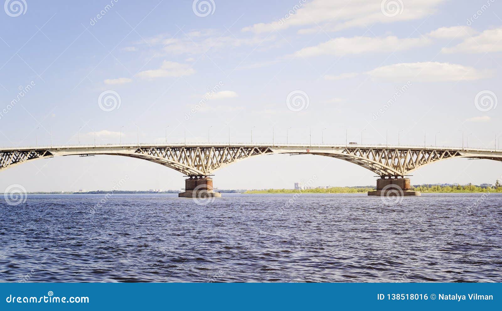 Bridge Over the River Volga. Stock Photo - Image of river, history ...