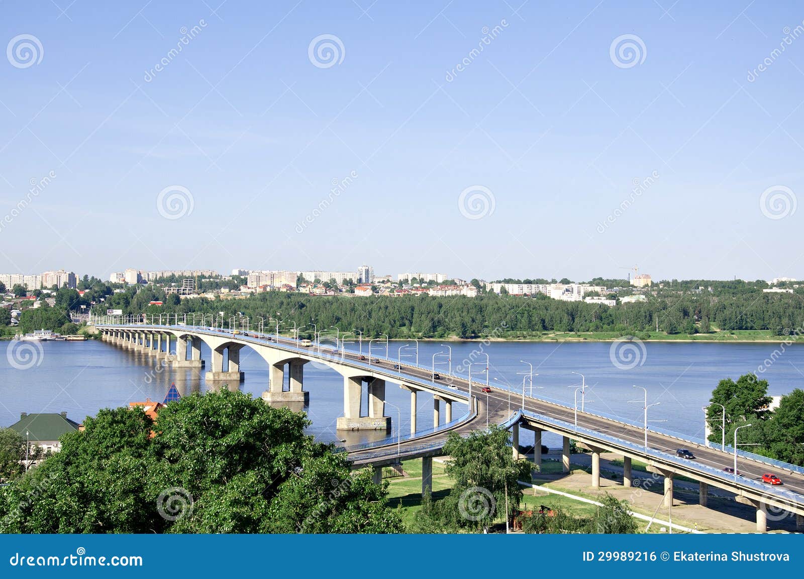 Bridge Over the River Volga in Kostroma, Russia Stock Photo - Image of ...