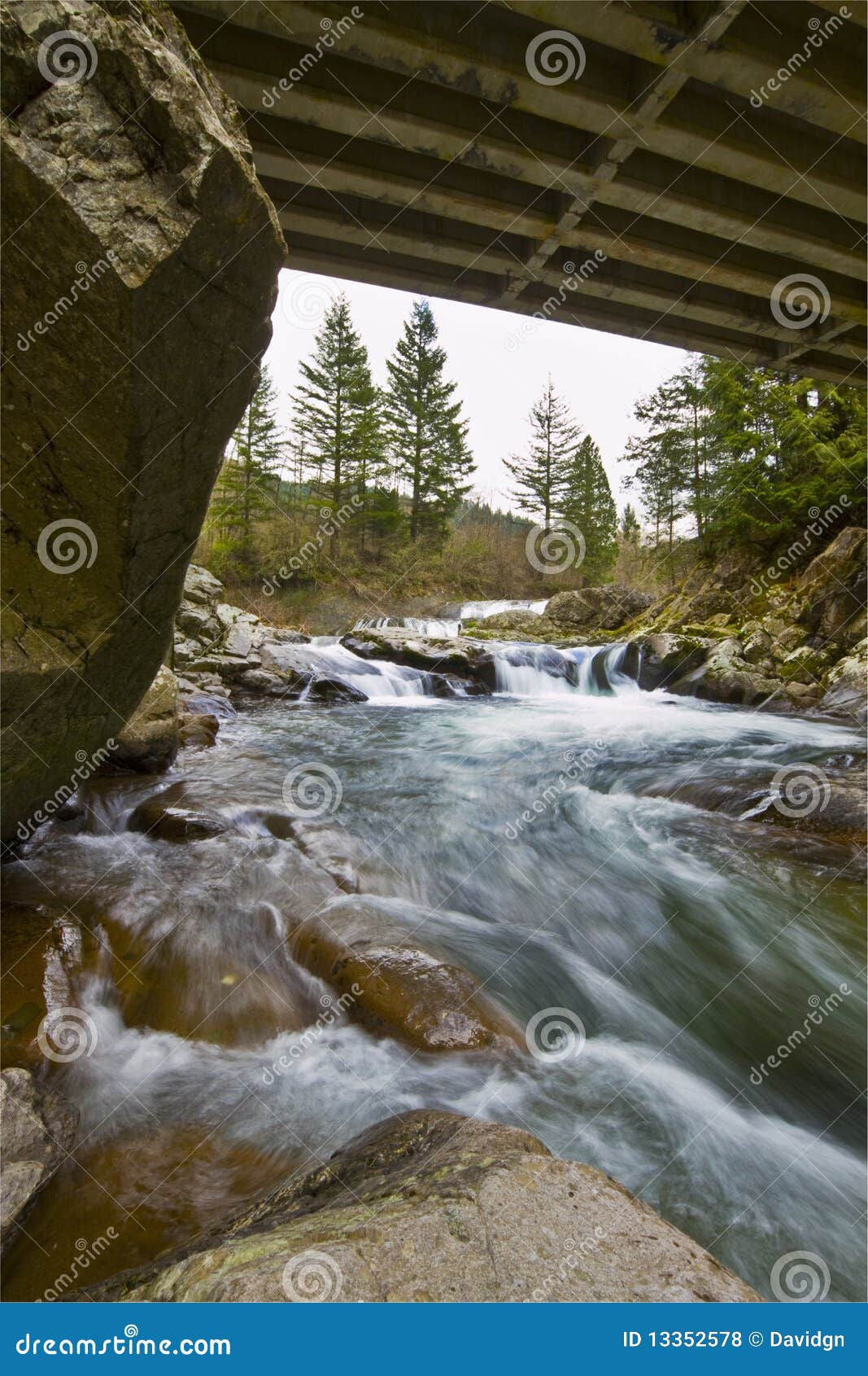 Bridge Over River and Waterfall Stock Photo - Image of waterfall ...