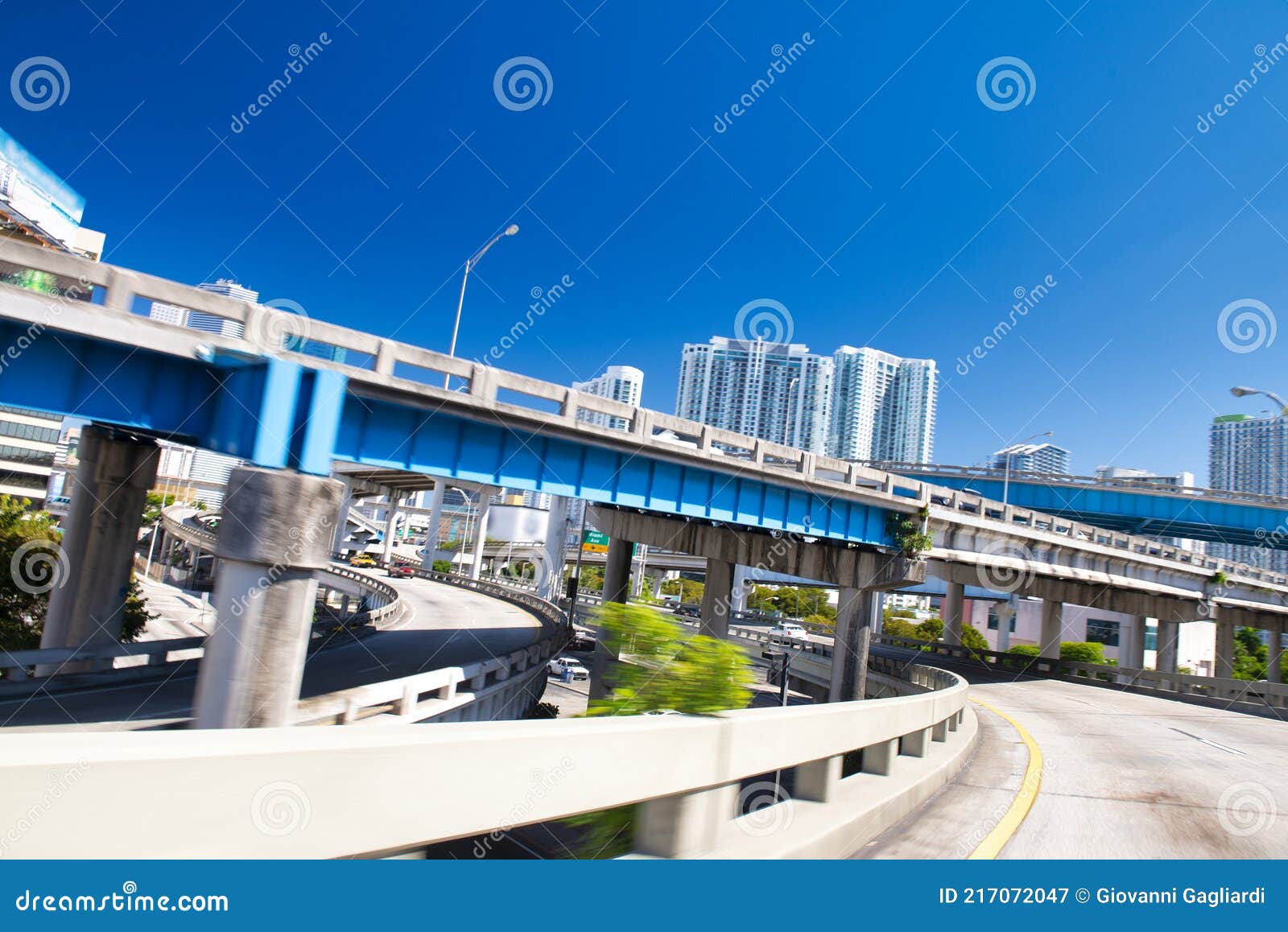 A Bridge Over a Road in Downtown Miami Stock Image - Image of famous ...