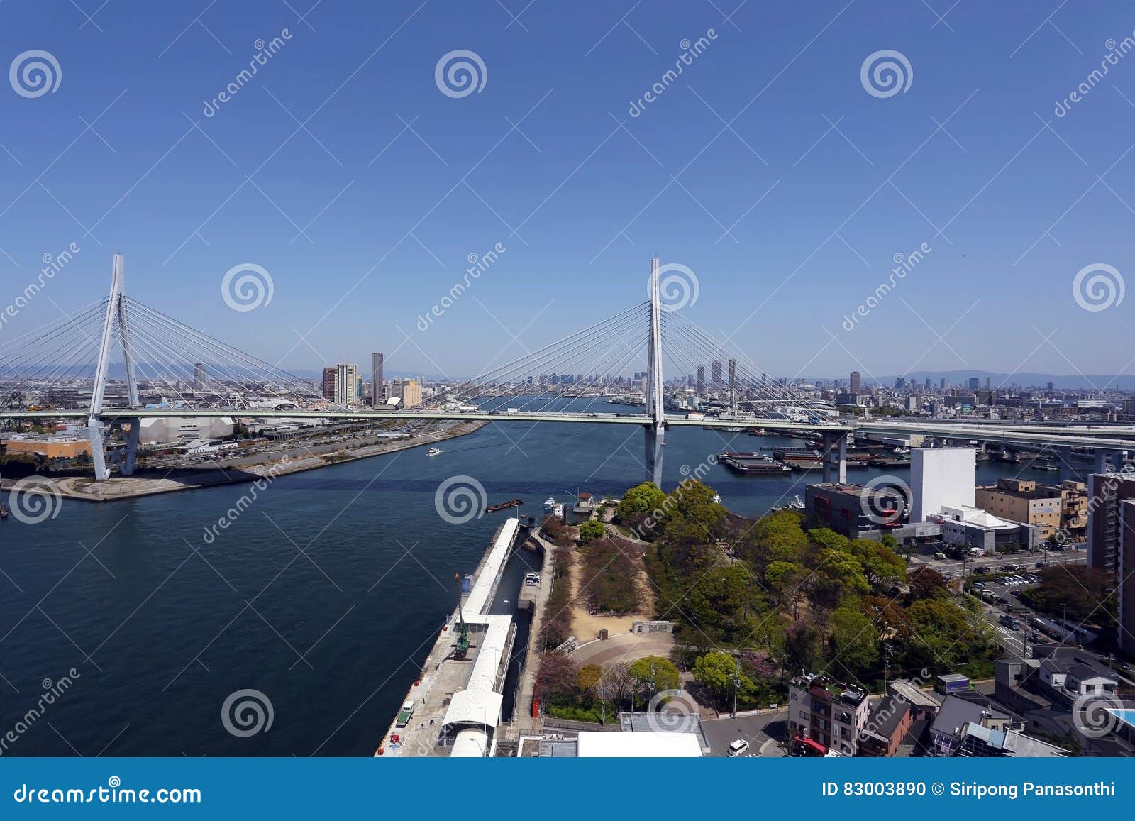 Bridge Over the Sea in Osaka Editorial Image - Image of water, blue ...