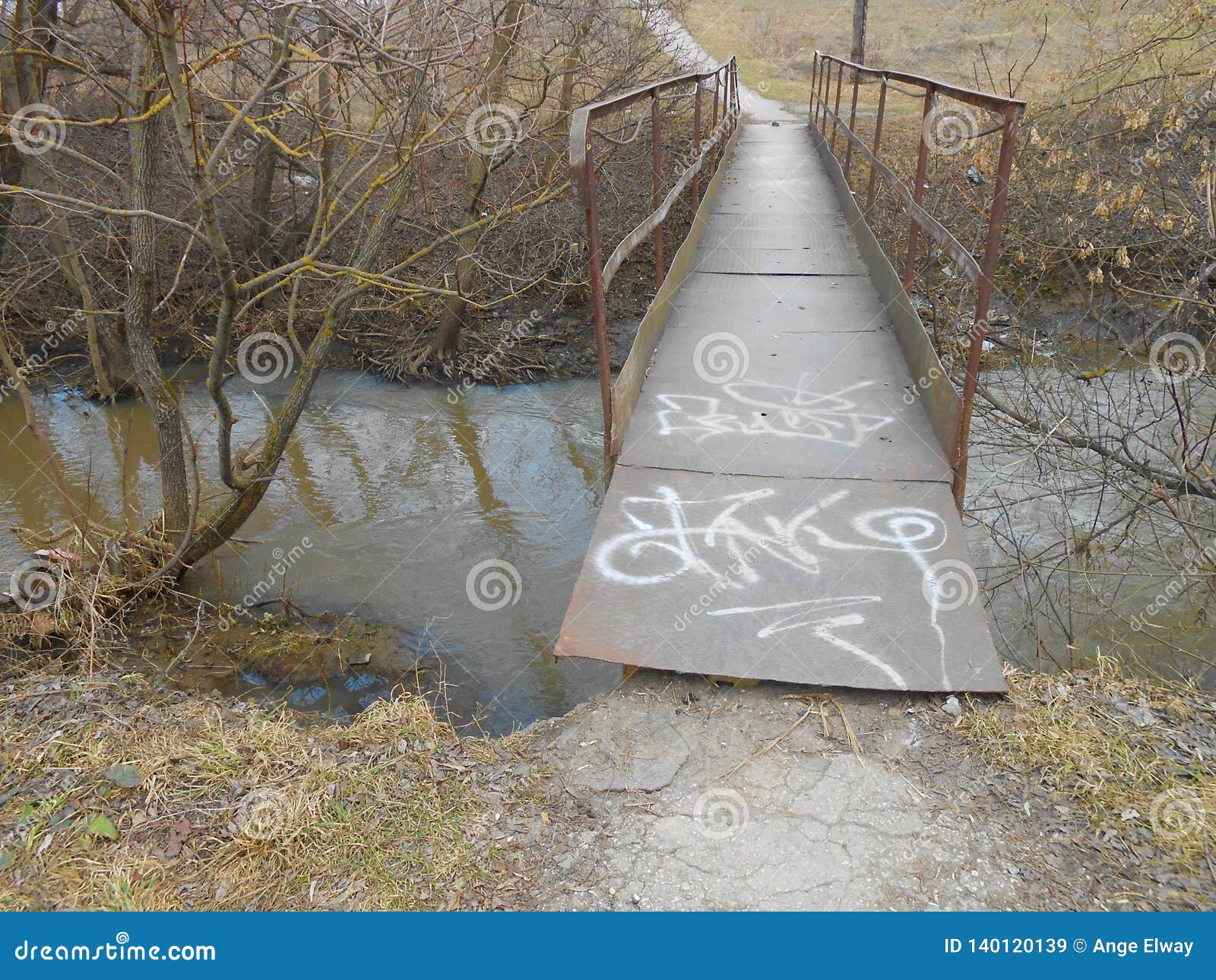 Bridge Over the Small River in Spring. Stock Image - Image of landscape ...