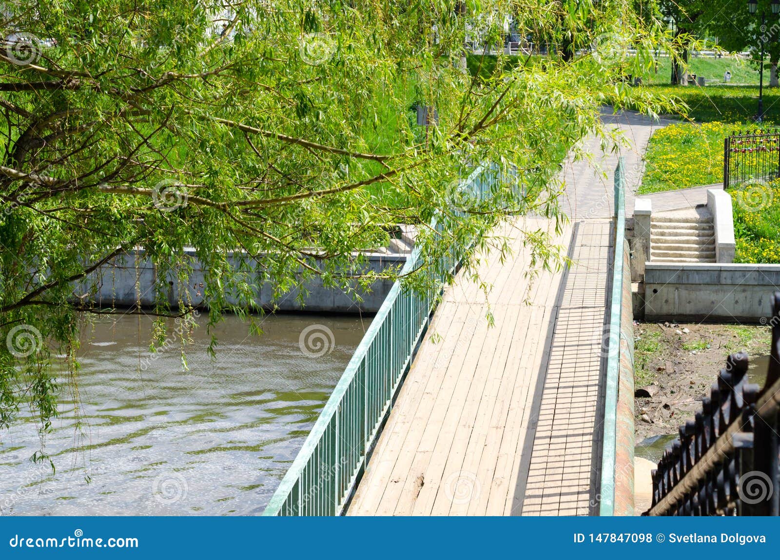 Bridge Over a Small Waterfall Stock Photo - Image of national, grass ...