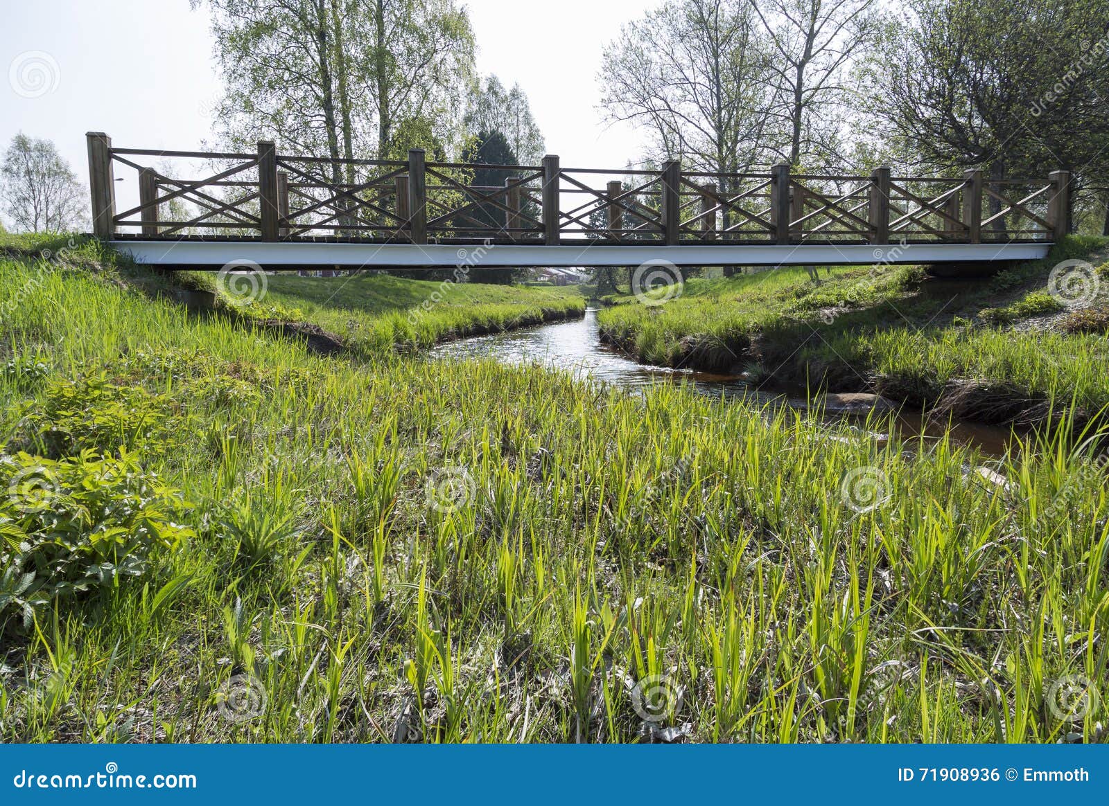 Bridge over Stream stock photo. Image of umea, sweden - 71908936