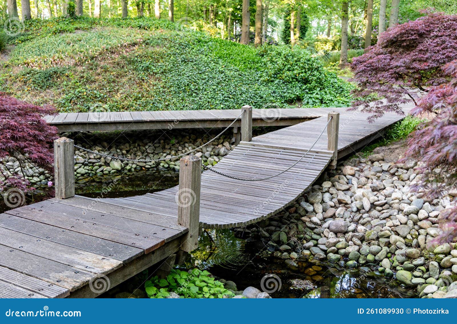 A Bridge Over a Stream in the Park Stock Photo - Image of outward ...