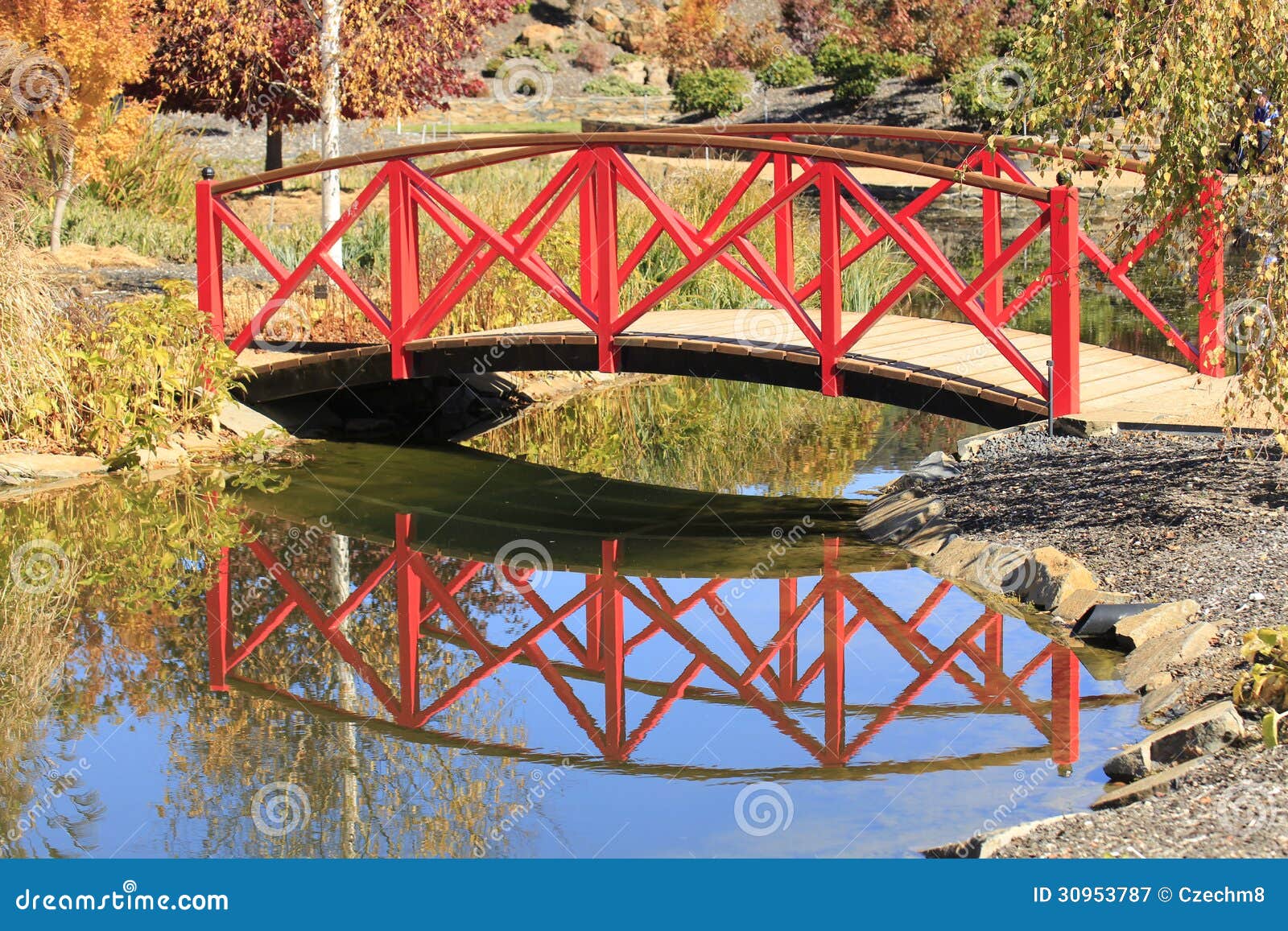 Bridge over a Stream stock image. Image of calm, mirror - 30953787