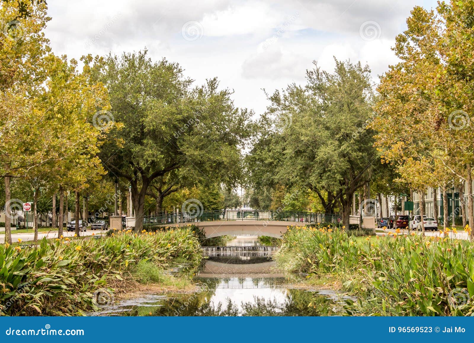 Bridge Over Stream in Small Town Stock Image - Image of leaves, scenic ...