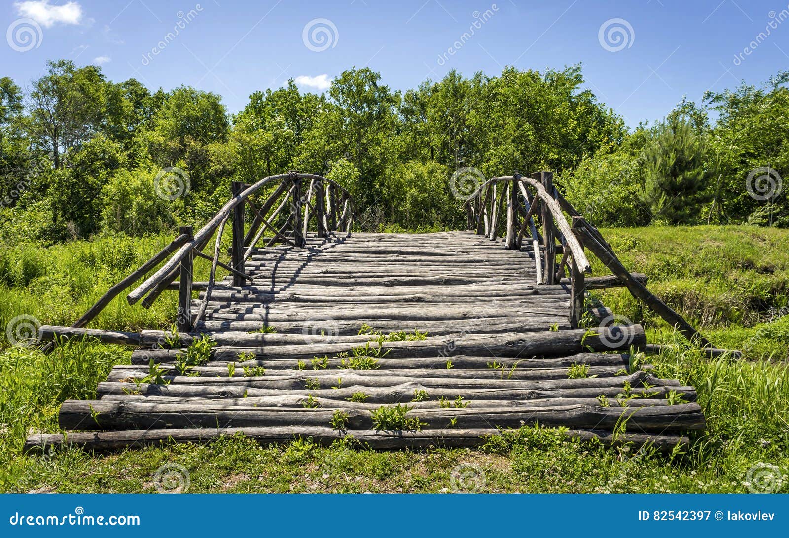 Bridge over a stream. stock image. Image of farm, village - 82542397