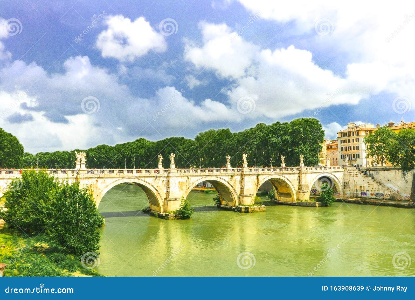 Bridge Over Tiber River in Rome, Italy Stock Image - Image of commerce ...
