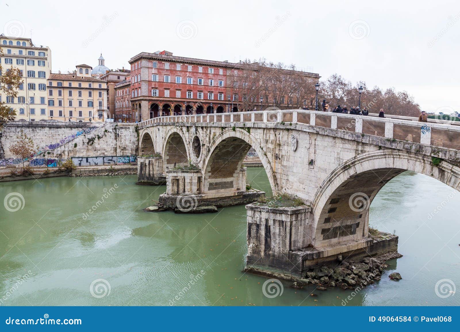 Bridge Over Tiber River in Rome, Italy Editorial Stock Image - Image of ...
