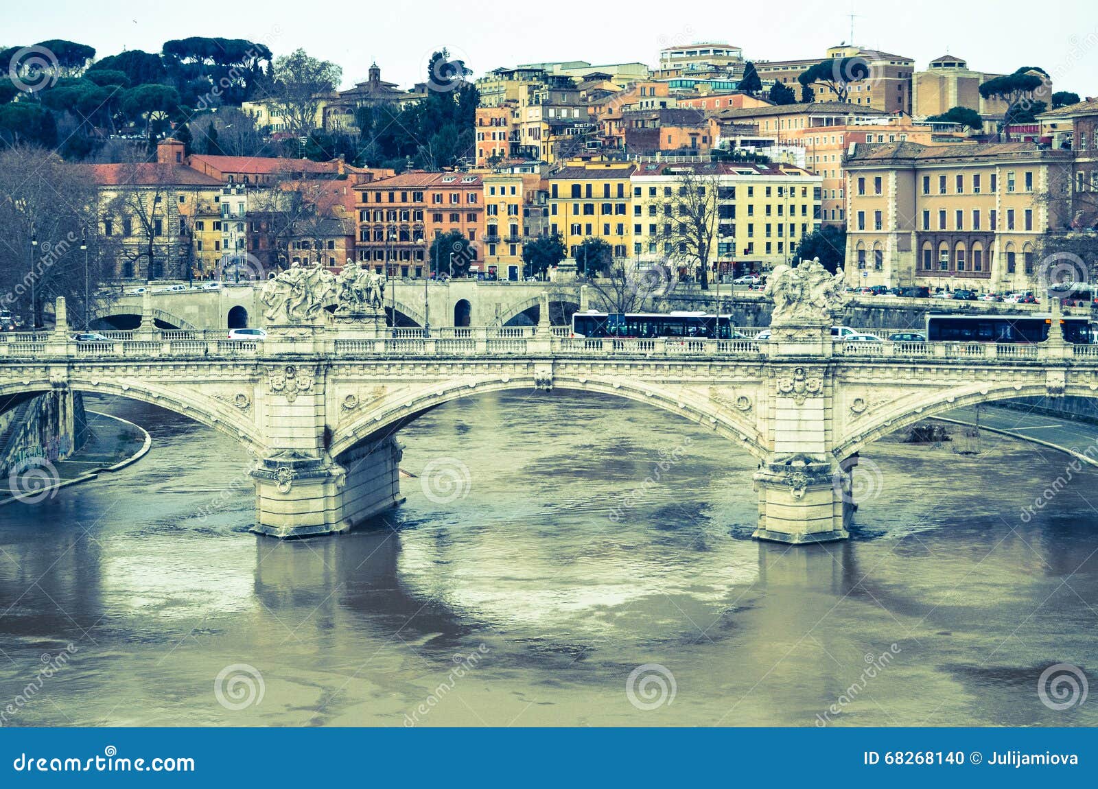 Bridge over Tiber editorial image. Image of europe, house - 68268140
