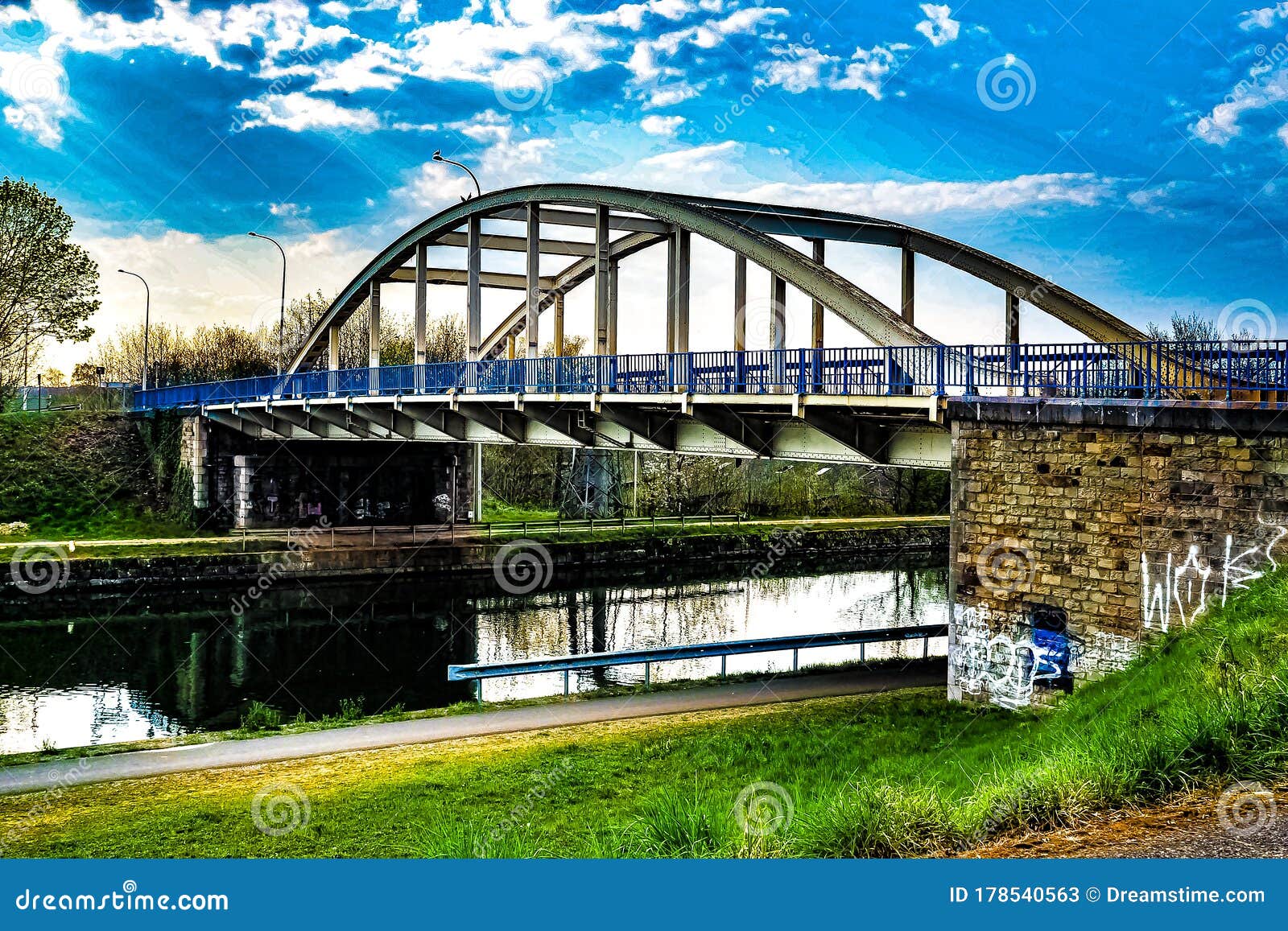 Bridge over the water stock image. Image of water, green - 178540563