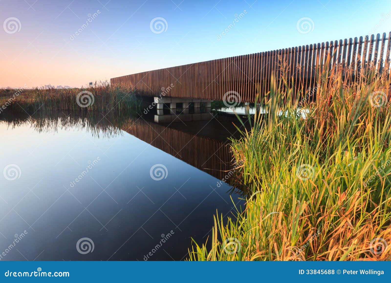 Bridge Over Water in Early Morning Light Stock Photo - Image of ...