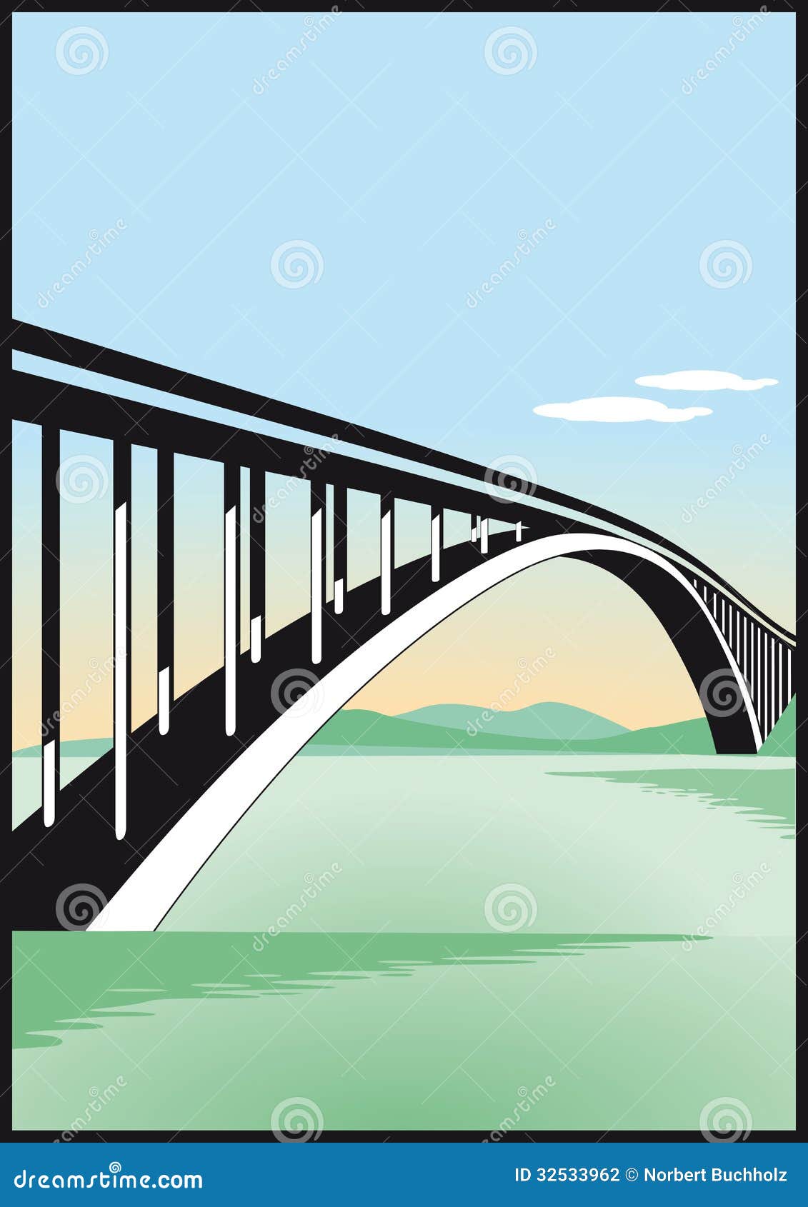 Bridge over water stock vector. Illustration of landscape - 32533962
