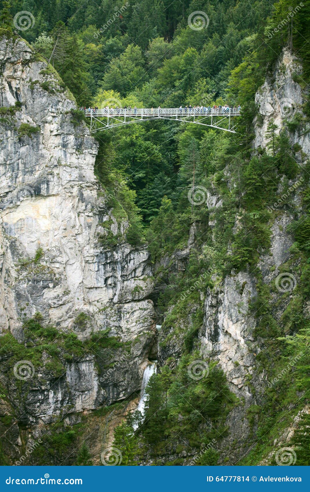 The bridge over waterfall stock photo. Image of blurred - 64777814