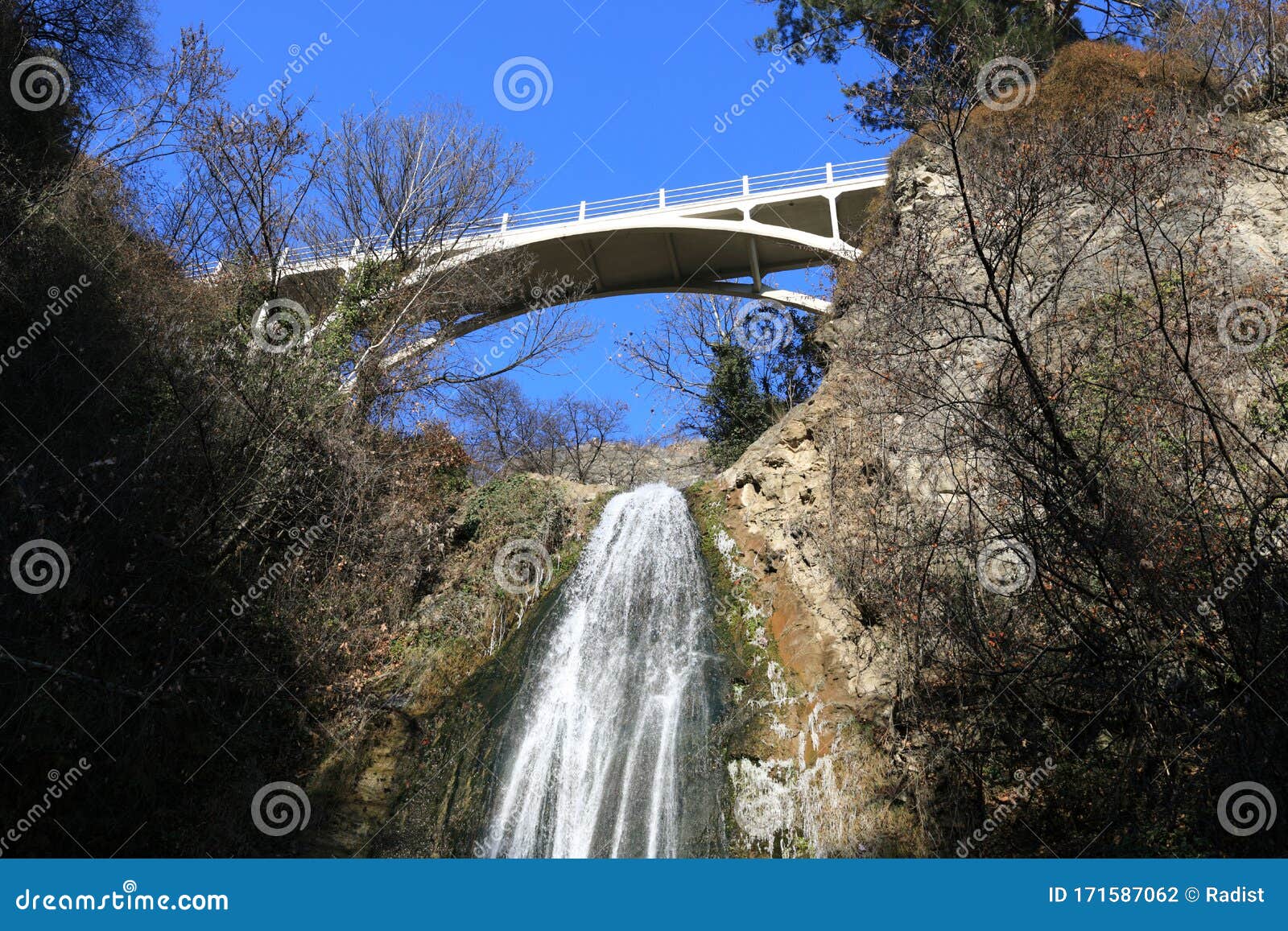 Bridge over waterfall stock photo. Image of natural - 171587062