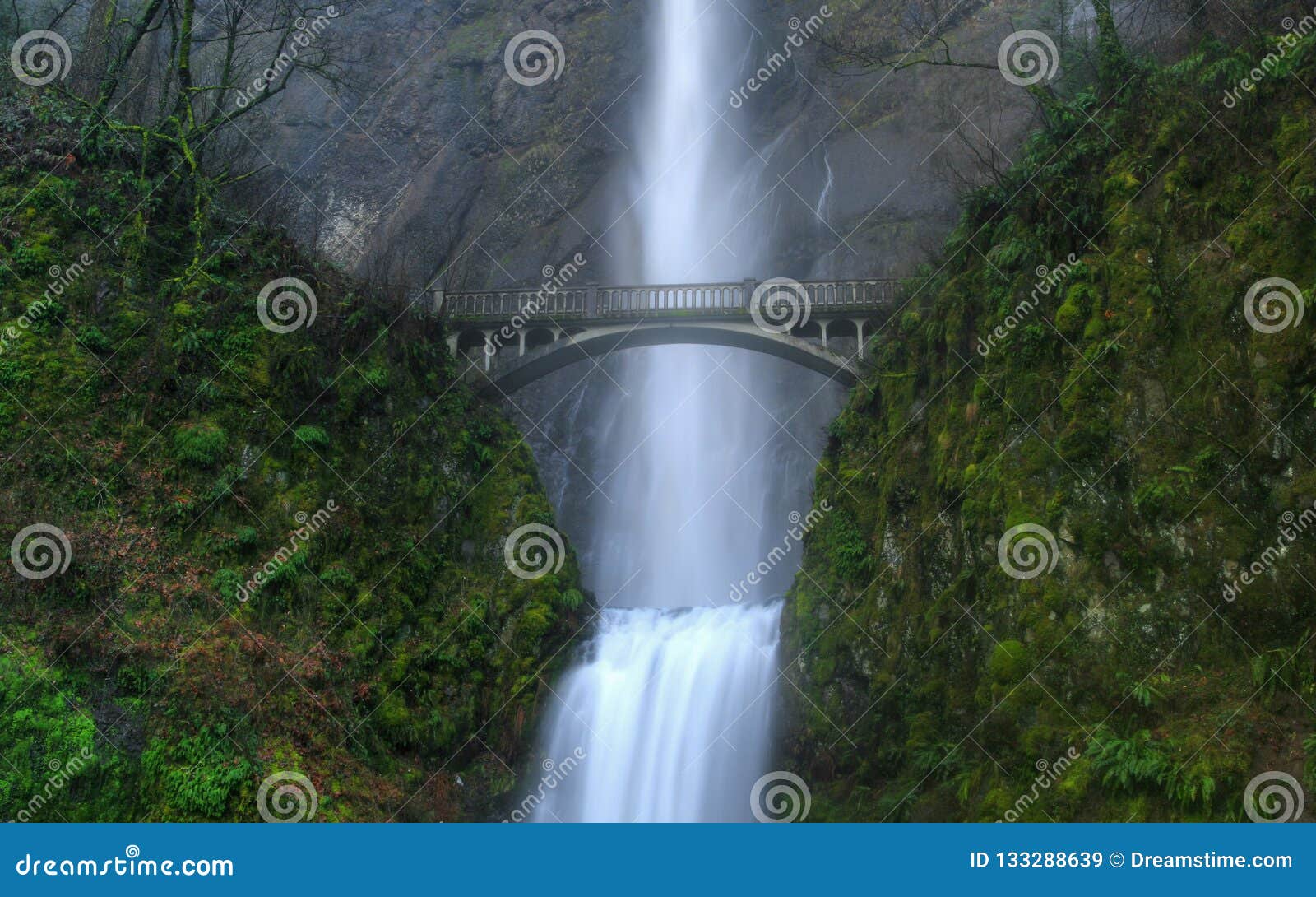 Bridge over the waterfall. stock image. Image of corner - 133288639