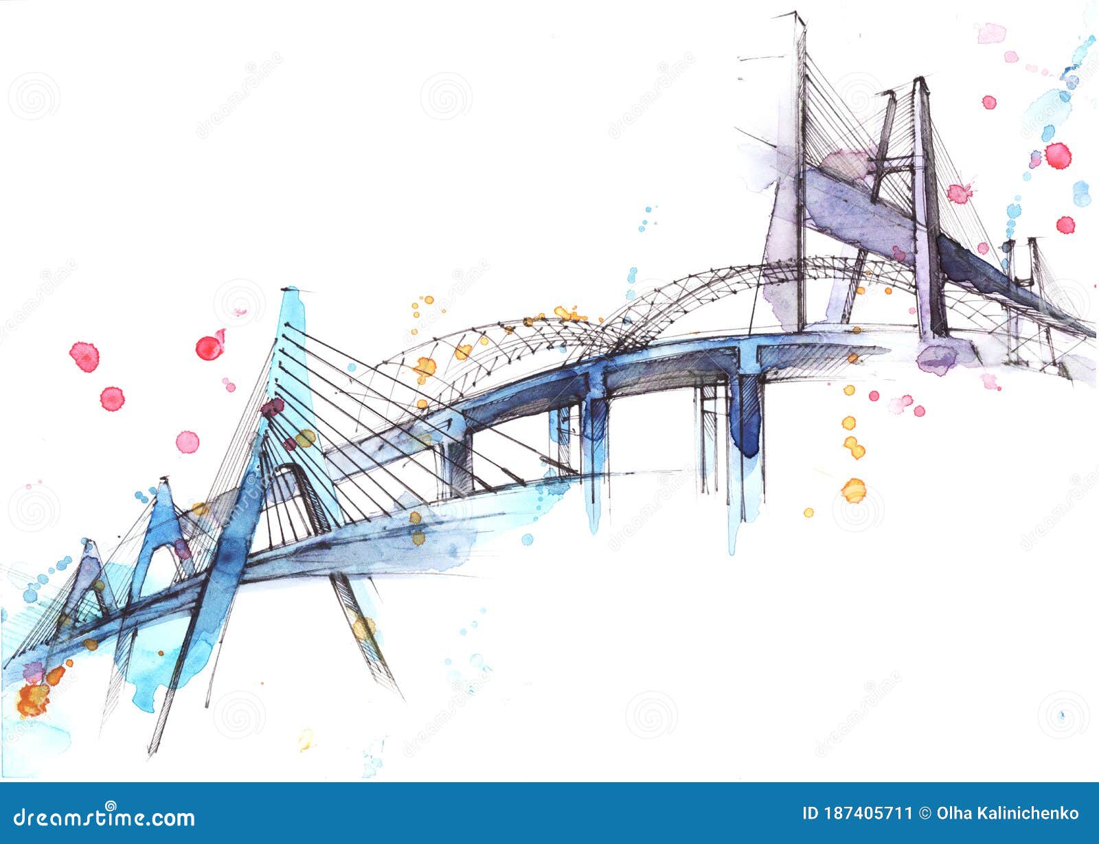 Bridge stock illustration. Illustration of traffic, beautiful - 187405711