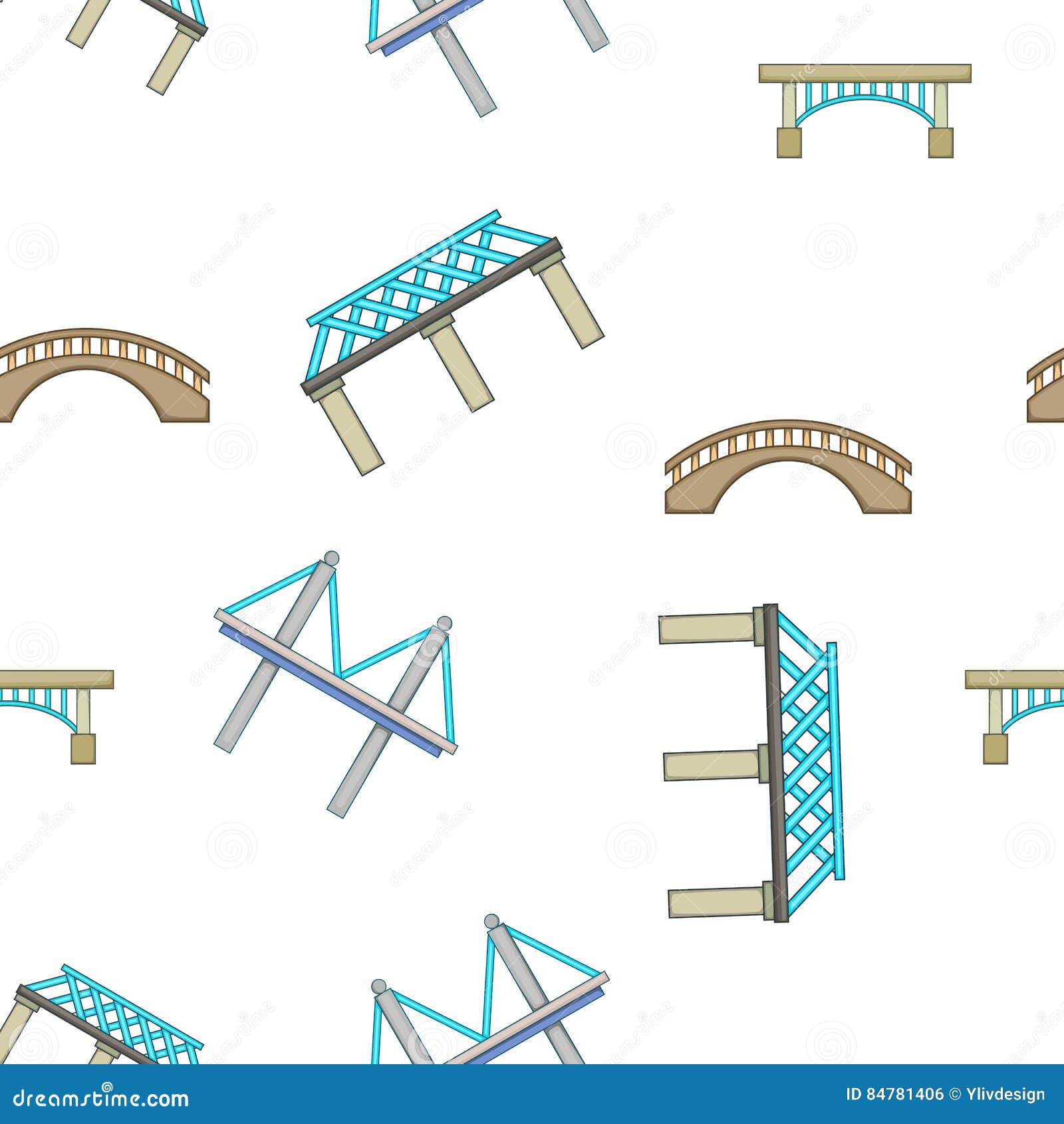 Bridge Pattern, Cartoon Style Stock Vector - Illustration of decoration ...