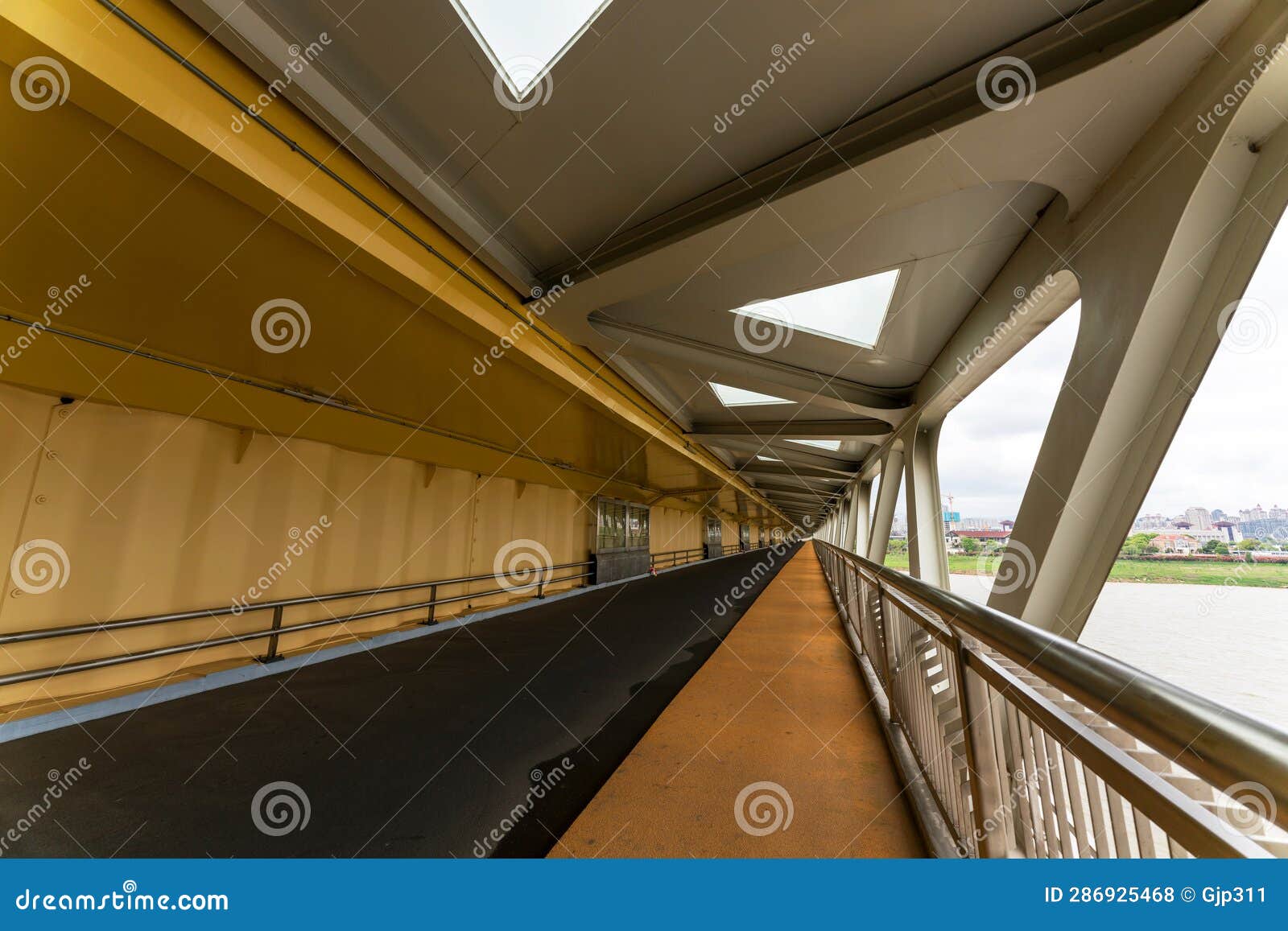 Bridge, Pedestrians and Non-motorized Vehicle Lanes Stock Photo - Image ...